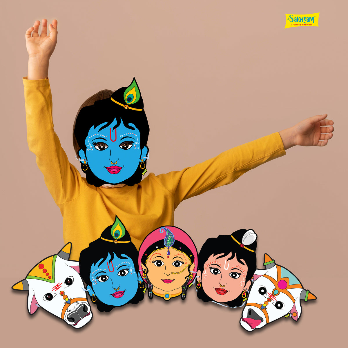 Sakhyam Character Face Masks, Shri Krishna Lila Set – Cretto