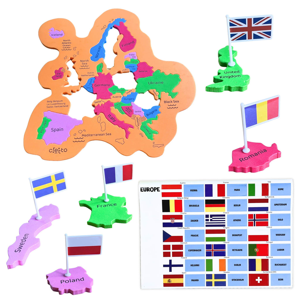 Capital & Country Flags for World, Europe & India Map Puzzle – Cretto
