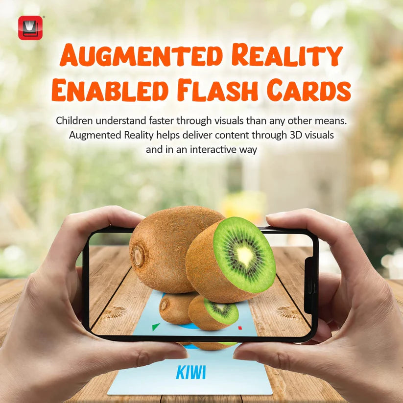 HoloKitab Augmented Reality Fruits Flashcards Kit: 20 Laminated Cards ...