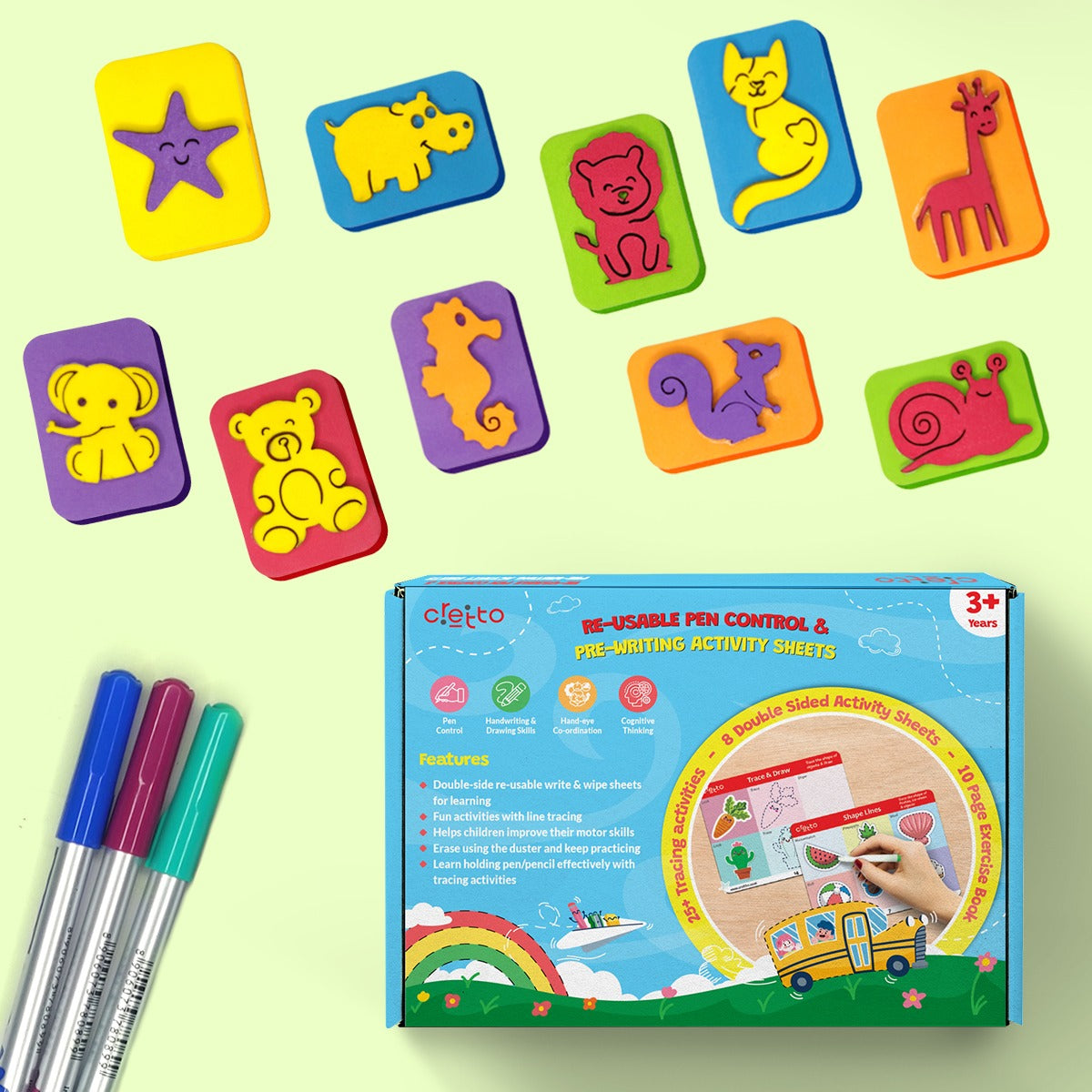 Pre-Writing Activity Sheets & Creative Stamp Art Combo – Cretto