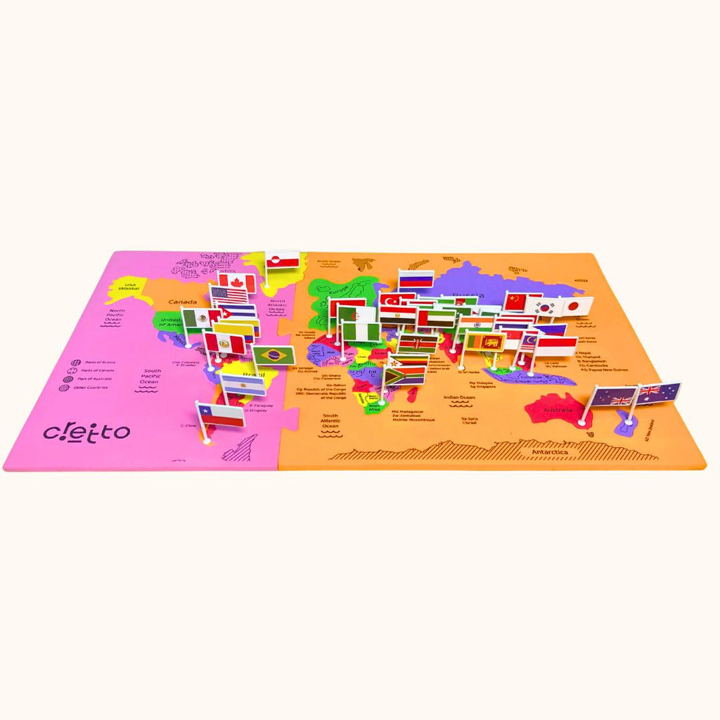 World & Europe Map Puzzle with Capitals & Flags of Countries – Cretto
