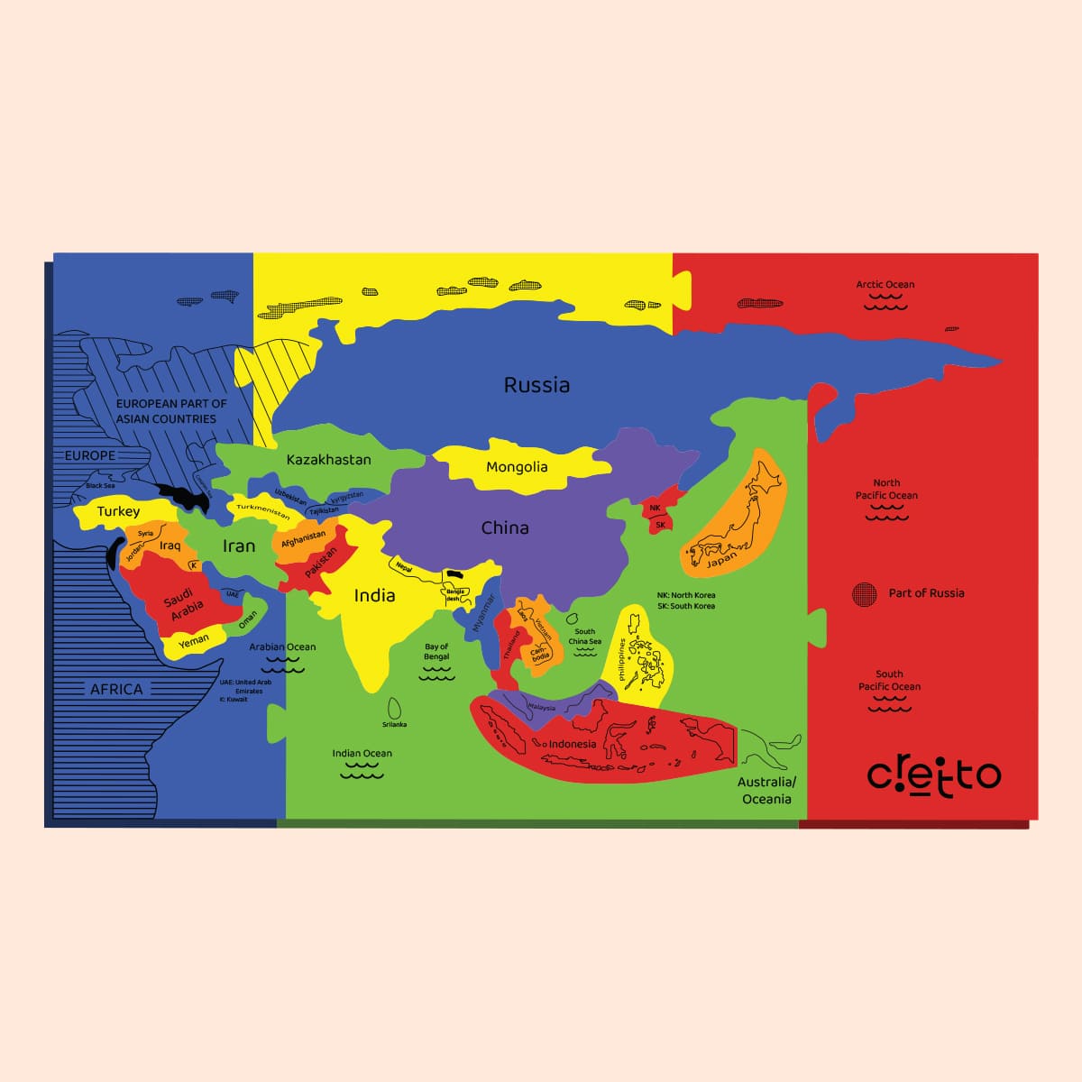 Asia Map Puzzle – Cretto